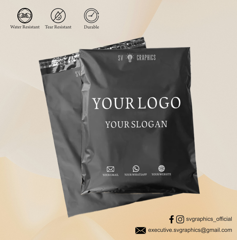 Customised Black Courier Poly Bags with POD | PolyMailer Bags – SV Graphics