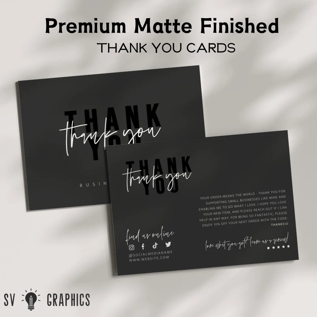 Custom Premium Matte Thank You Cards Printing With Elegant Designs | SV ...
