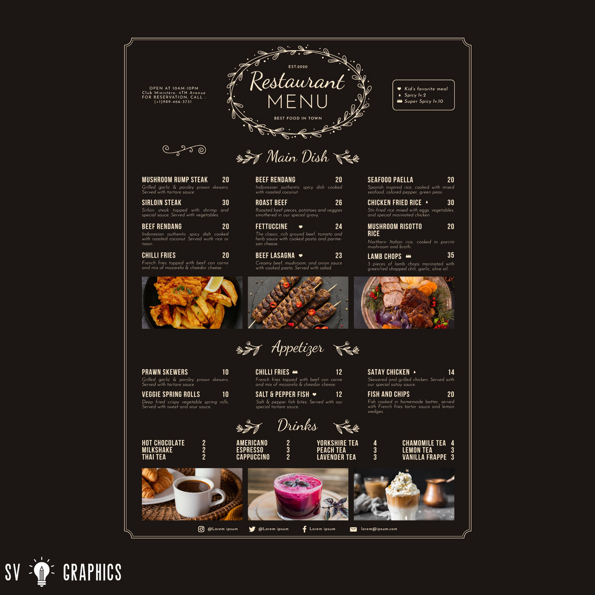 Flat Menu Cards – SV Graphics