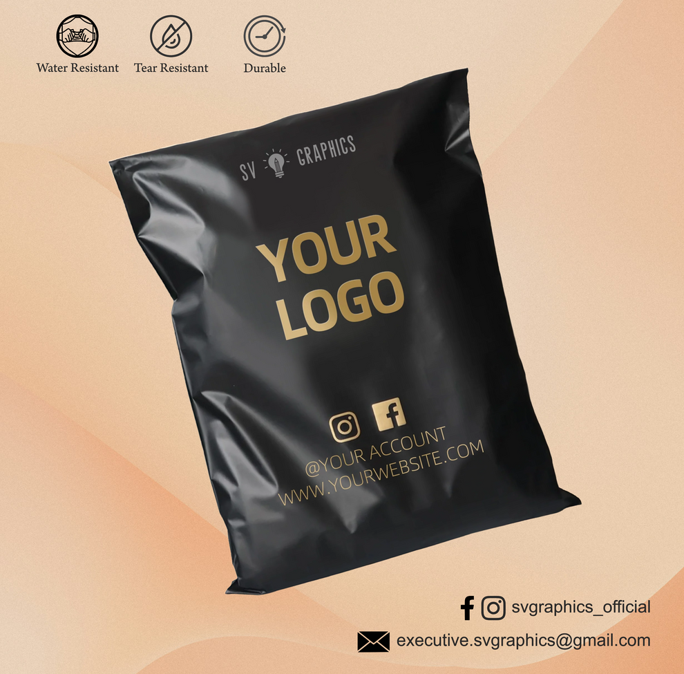 Customised Black Courier Poly Bags with POD | PolyMailer Bags – SV Graphics